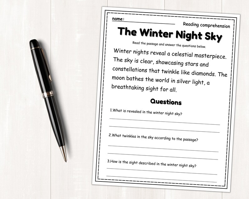 Winter Reading Comprehension Worksheets Reading Activities Passages and ...