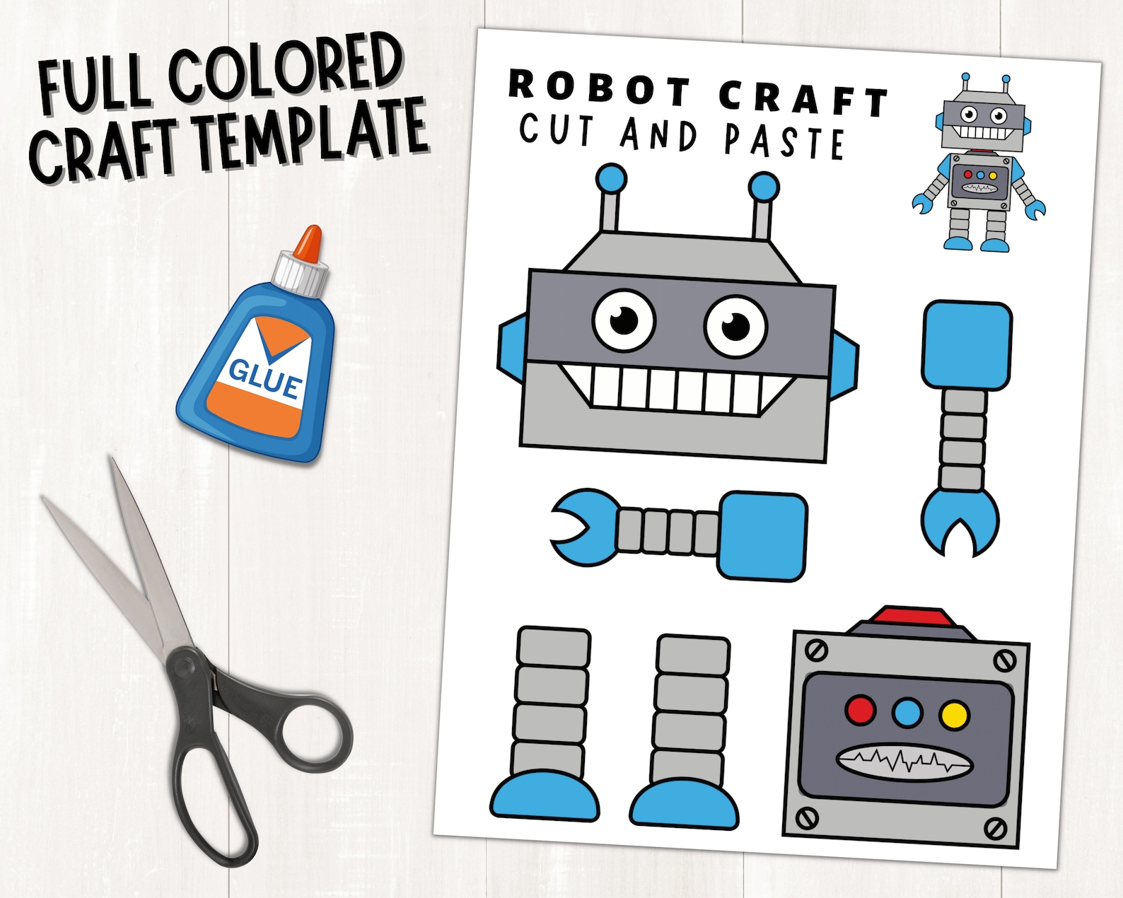 Printable Robot Craft Template for Kids | Build a Robot | Color, Cut ...