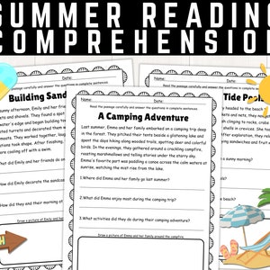 Summer Reading Comprehension Printable Worksheets | Engaging Stories ...