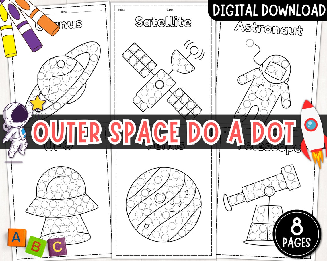 Outer Space Dot Marker | Printable Space Do a Dot Coloring Pages ...