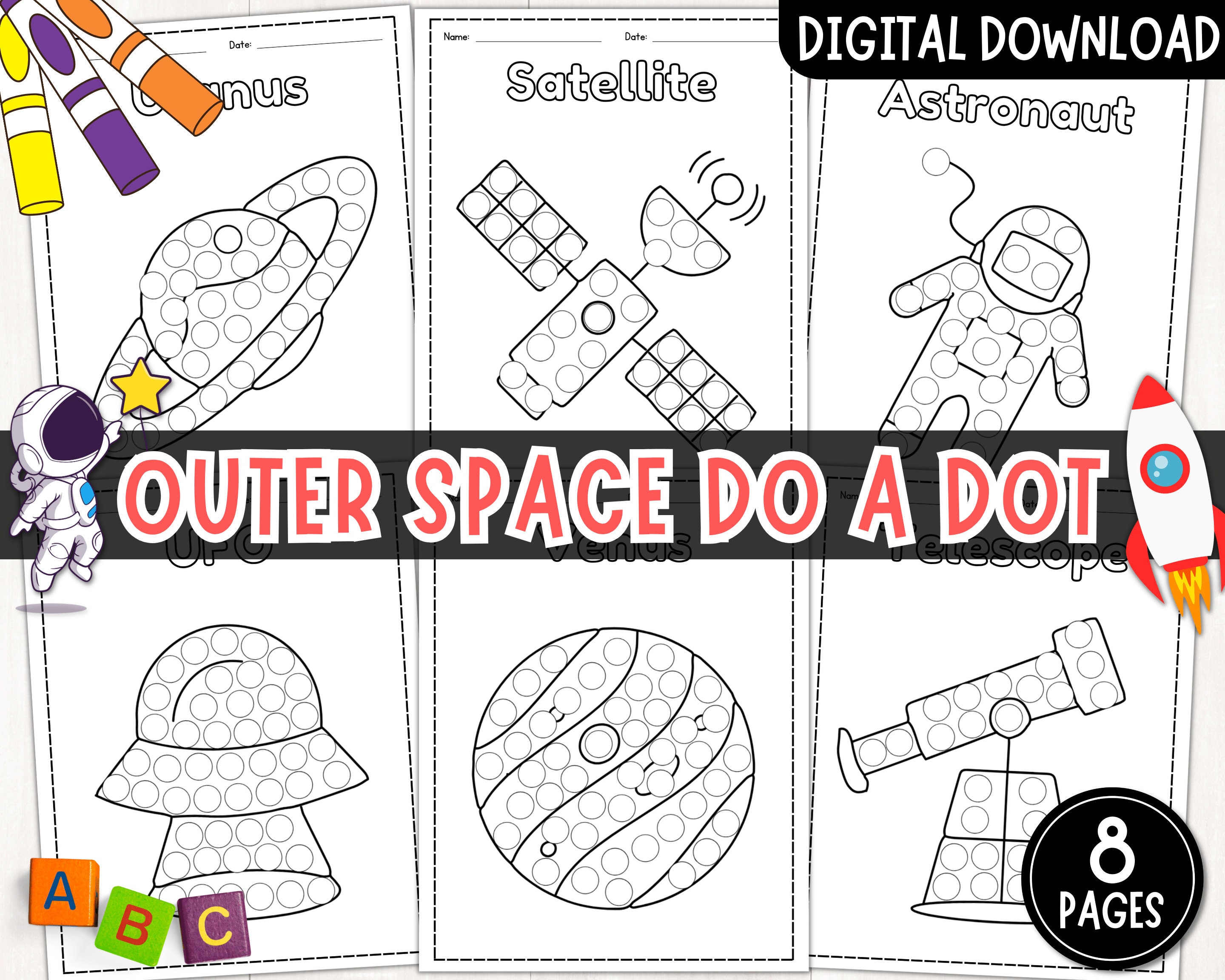 Outer Space Dot Marker Printable Space Do a Dot Coloring Pages ...