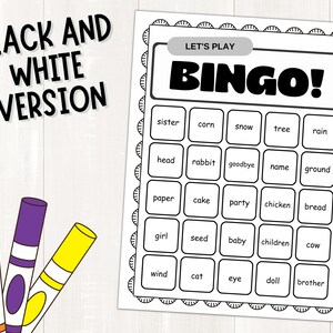 Dolch Noun Sight Words Bingo Game | High-frequency Words | Vocabulary ...