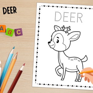 Printable Wild Animals Coloring Pages, Tracing Practise, Safari Animals ...