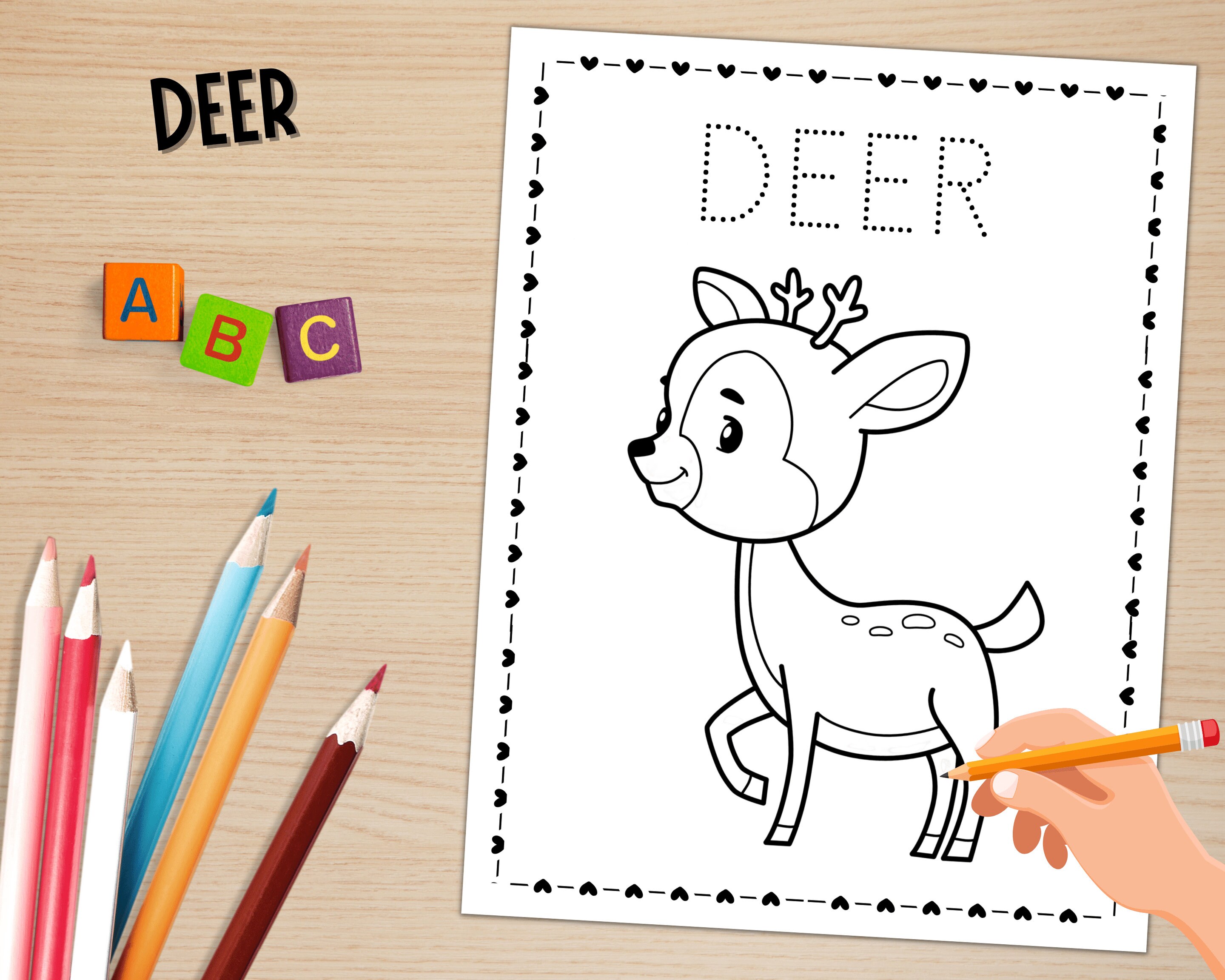 Printable Wild Animals Coloring Pages, Tracing Practise, Safari Animals ...