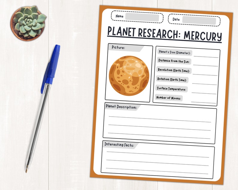 Solar System Planets Research Project Printable Templates, Planets Fact ...