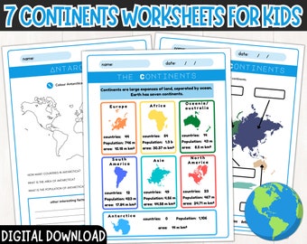 Continents Activity & Flashcards Geography for Kids Hands-on - Etsy