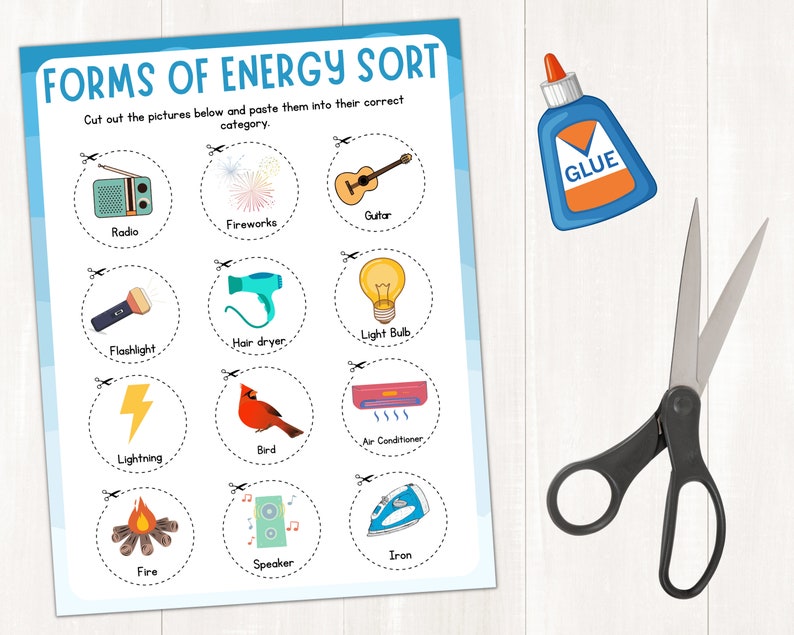 Forms of Energy Sorting Activity | Picture Sort | Heat, Light, & Sound ...