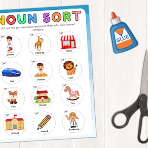Noun Sort: People, Places, Things, or Animals | Nouns Cut and Paste ...