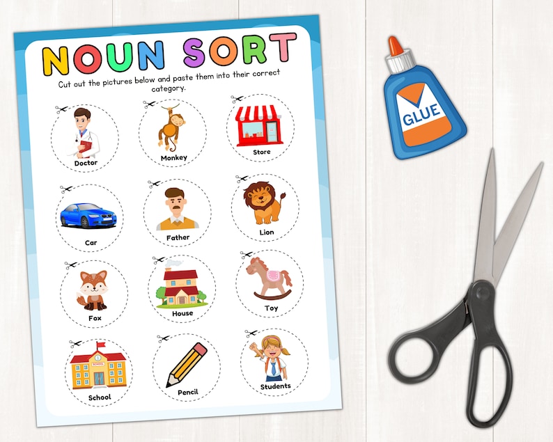 Noun Sort: People, Places, Things, or Animals | Nouns Cut and Paste ...