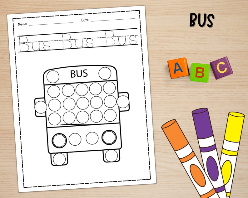 Transportation Do-a-dot Printables Vehicles Dot Markers Tracing ...