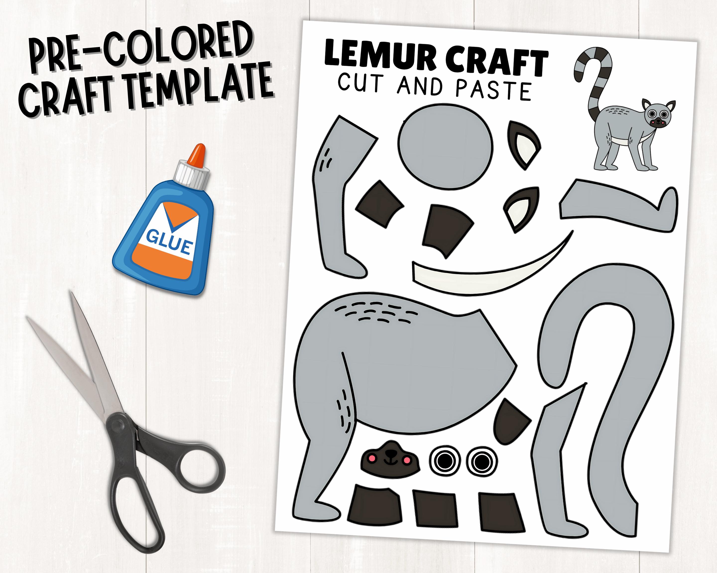 Printable Lemur Craft Template for Kids | Madagascar Animal Activity ...