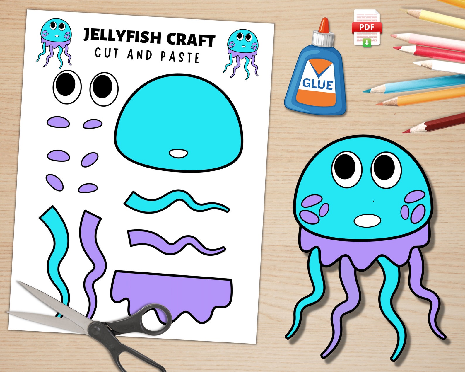 Jellyfish Craft | Sea Life Activity | Ocean Animals Craft | Cut & Paste ...