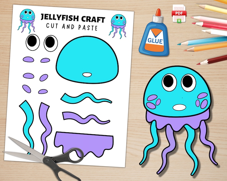 Jellyfish Craft | Sea Life Activity | Ocean Animals Craft | Cut & Paste ...