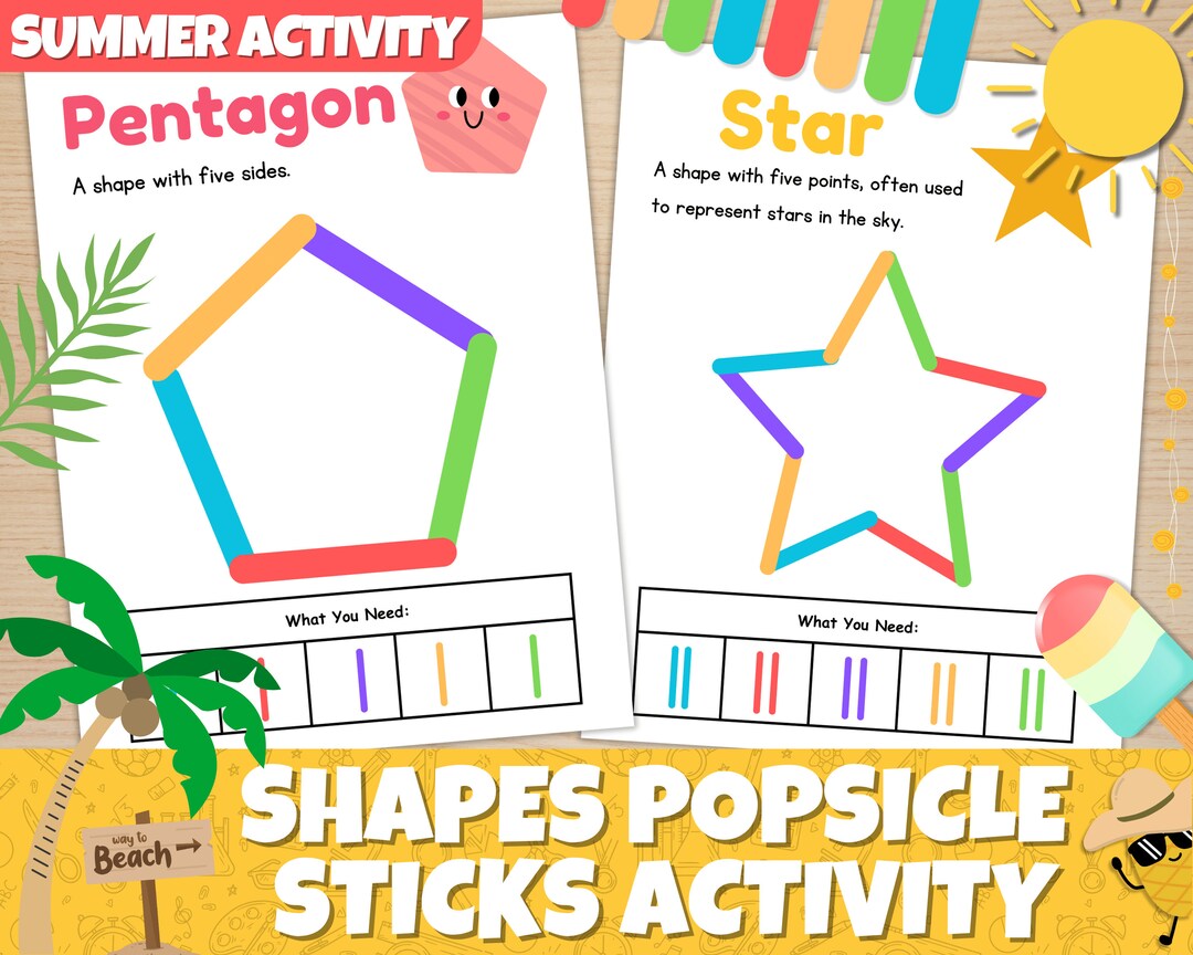 2d Shapes Popsicle Sticks Activity | 2d Shape Building | Printable for ...