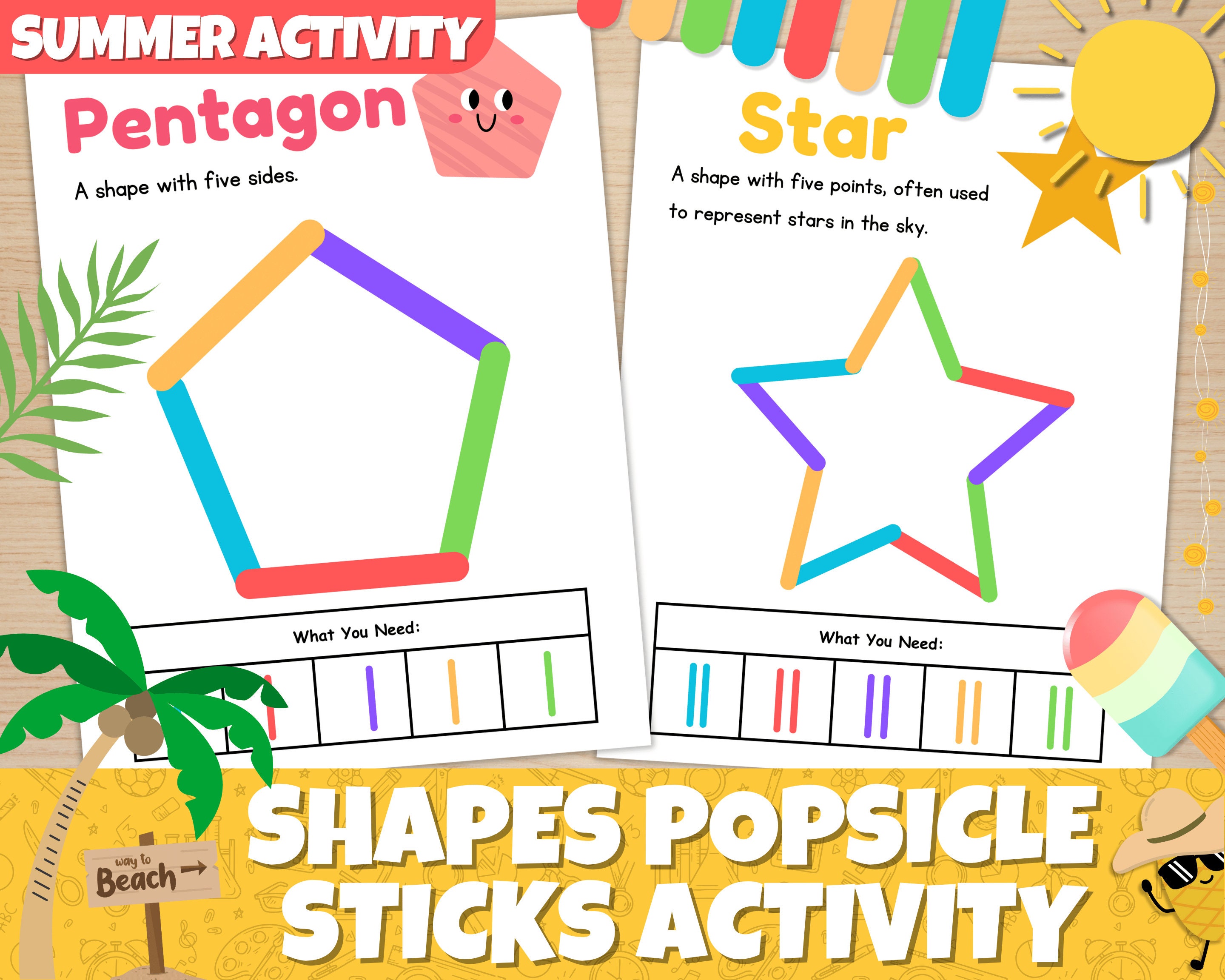 2d Shapes Popsicle Sticks Activity | 2d Shape Building | Printable for ...