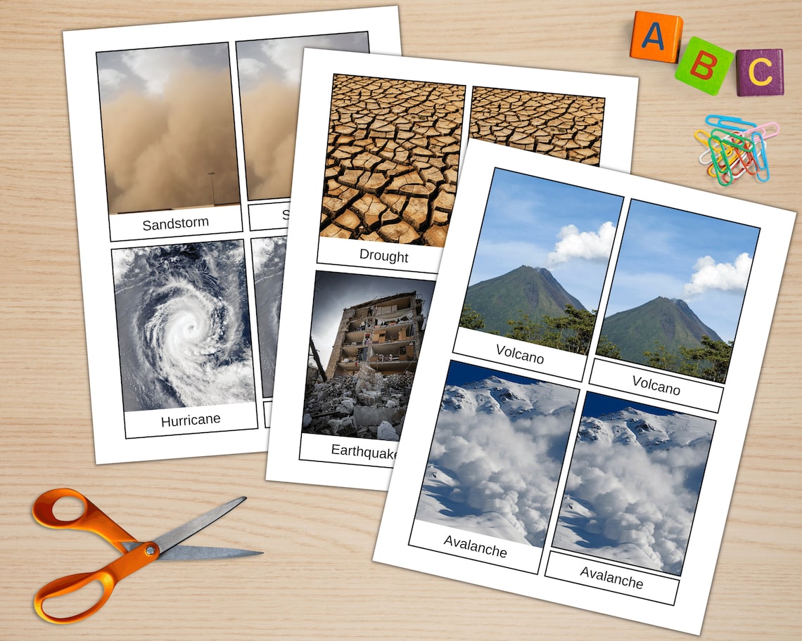Printable Natural Disasters Flashcards, Types of Natural Disasters ...