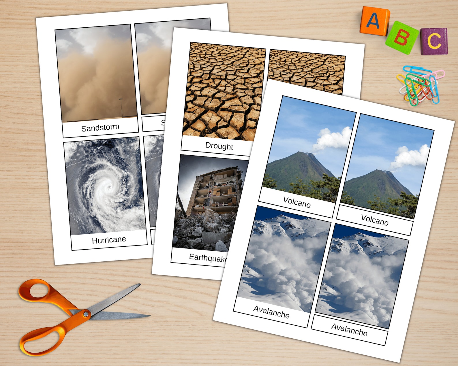 Printable Natural Disasters Flashcards, Types of Natural Disasters ...