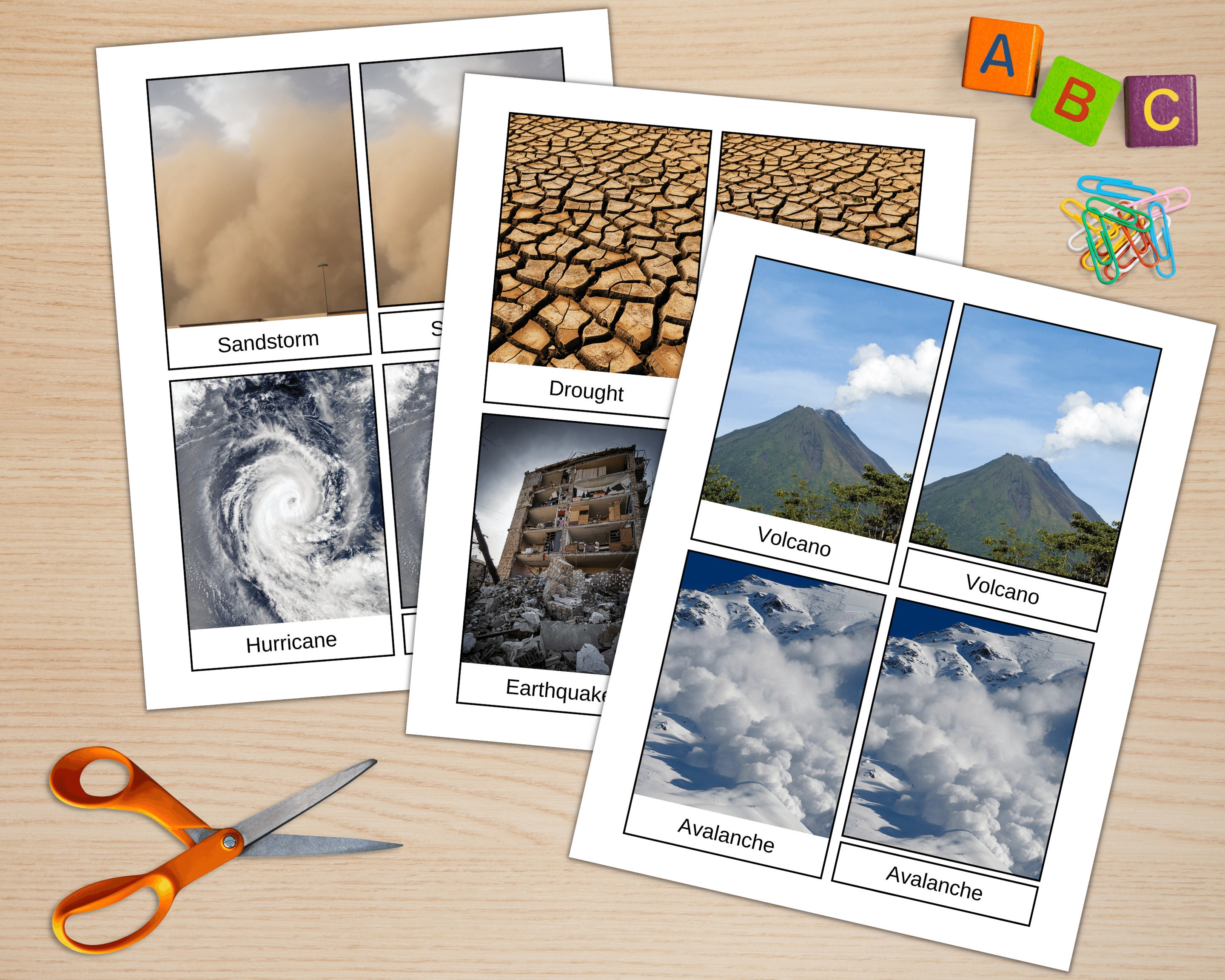 Printable Natural Disasters Flashcards, Types of Natural Disasters ...