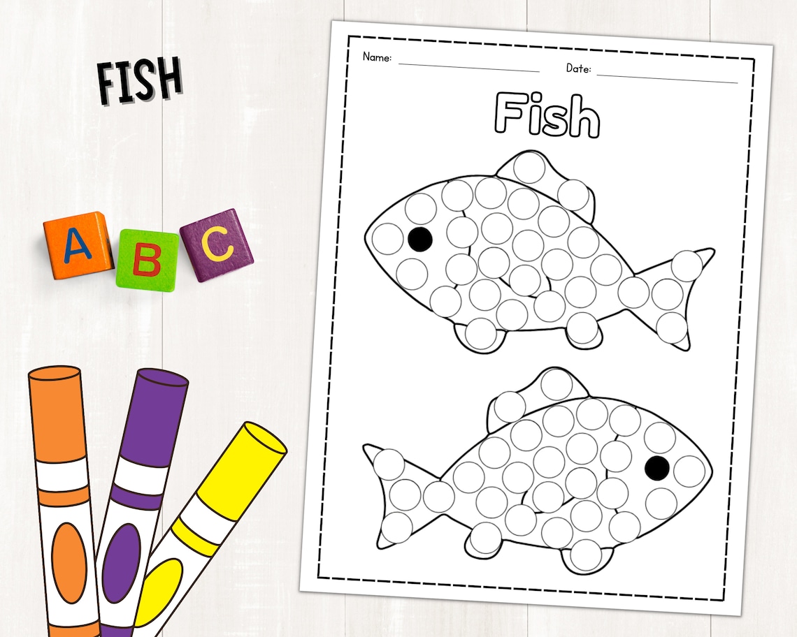 Sea Animals Dot Marker | Printable Ocean Animal Do a Dot Coloring Pages ...