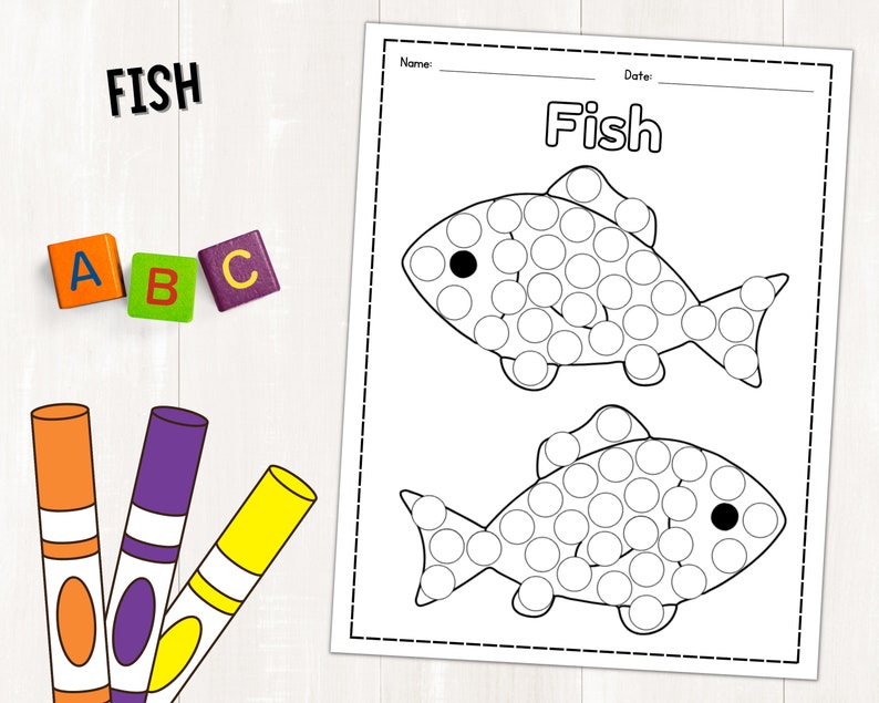 Sea Animals Dot Marker | Printable Ocean Animal Do a Dot Coloring Pages ...