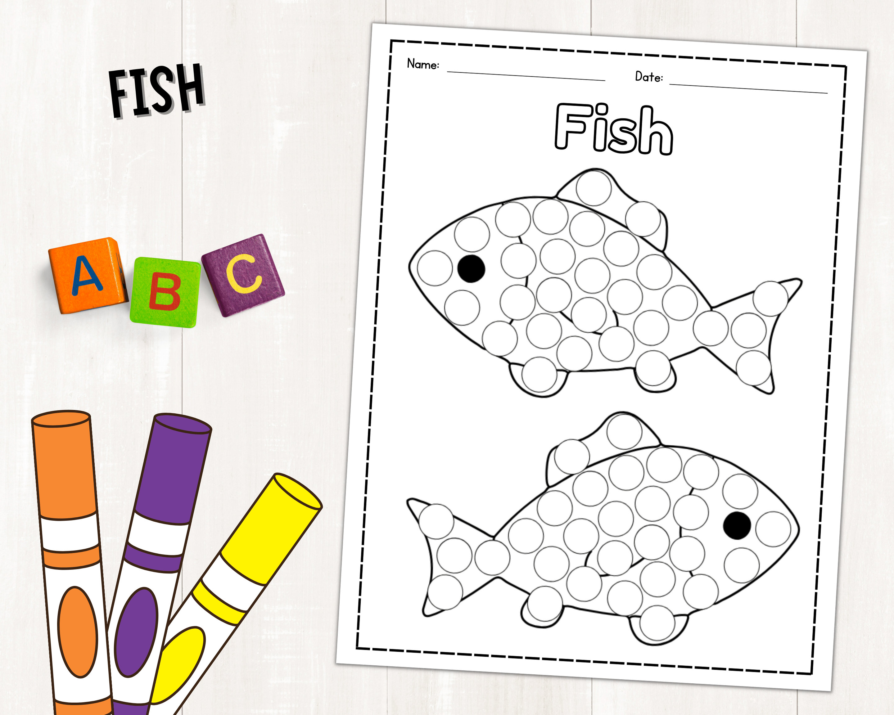 Sea Animals Dot Marker | Printable Ocean Animal Do a Dot Coloring Pages ...