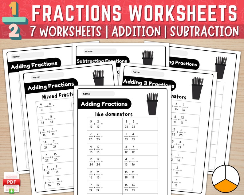 Adding and Subtracting Fractions Printable Math Worksheets, Grade 4th ...