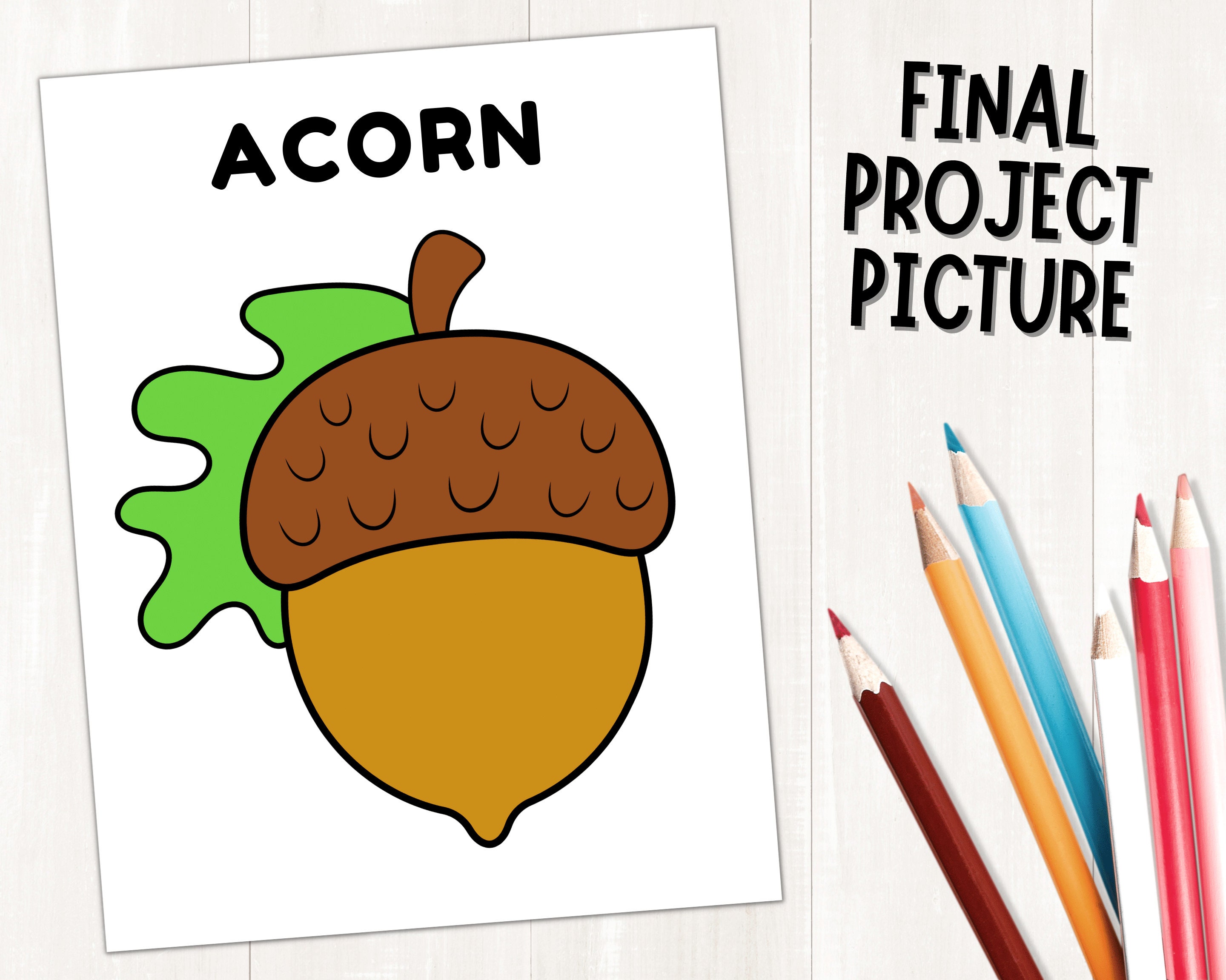 Acorn Printable Craft | Acorn Craft Template for Kids | Fall Activities ...