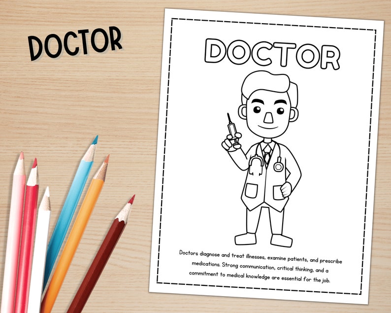 Printable Jobs Coloring Pages With Interesting Facts | Occupations ...