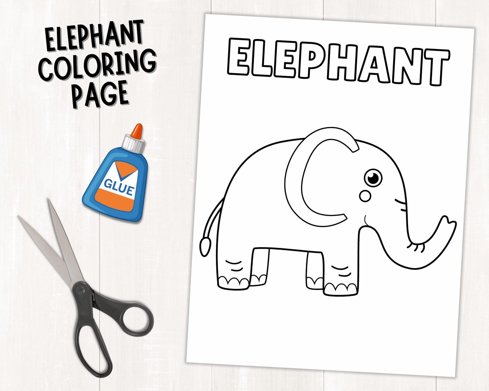 Elephant Craft Template | Printable Elephant Craftivity | Color, Cut ...