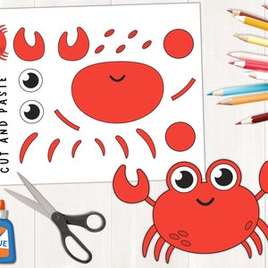 Crab Craft, Printable Template, Sea Life Activity, Ocean Animal Craft ...