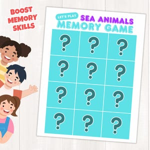 Sea Animals Memory Matching Game Printable | Ocean Animal Flashcards ...