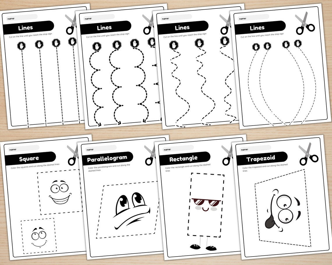 Scissor Skills Activities for Kids Shapes Cutting Practice Worksheets ...