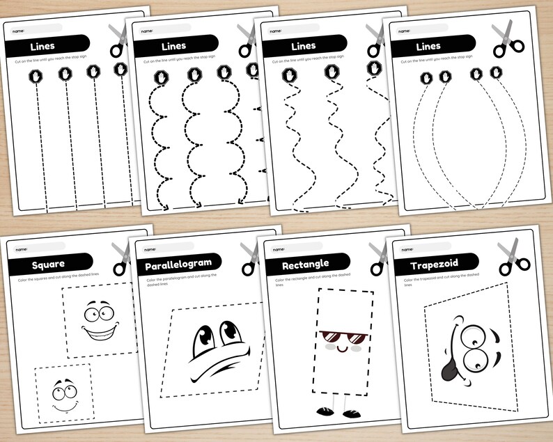 Scissor Skills Activities for Kids - Shapes Cutting Practice Worksheets ...