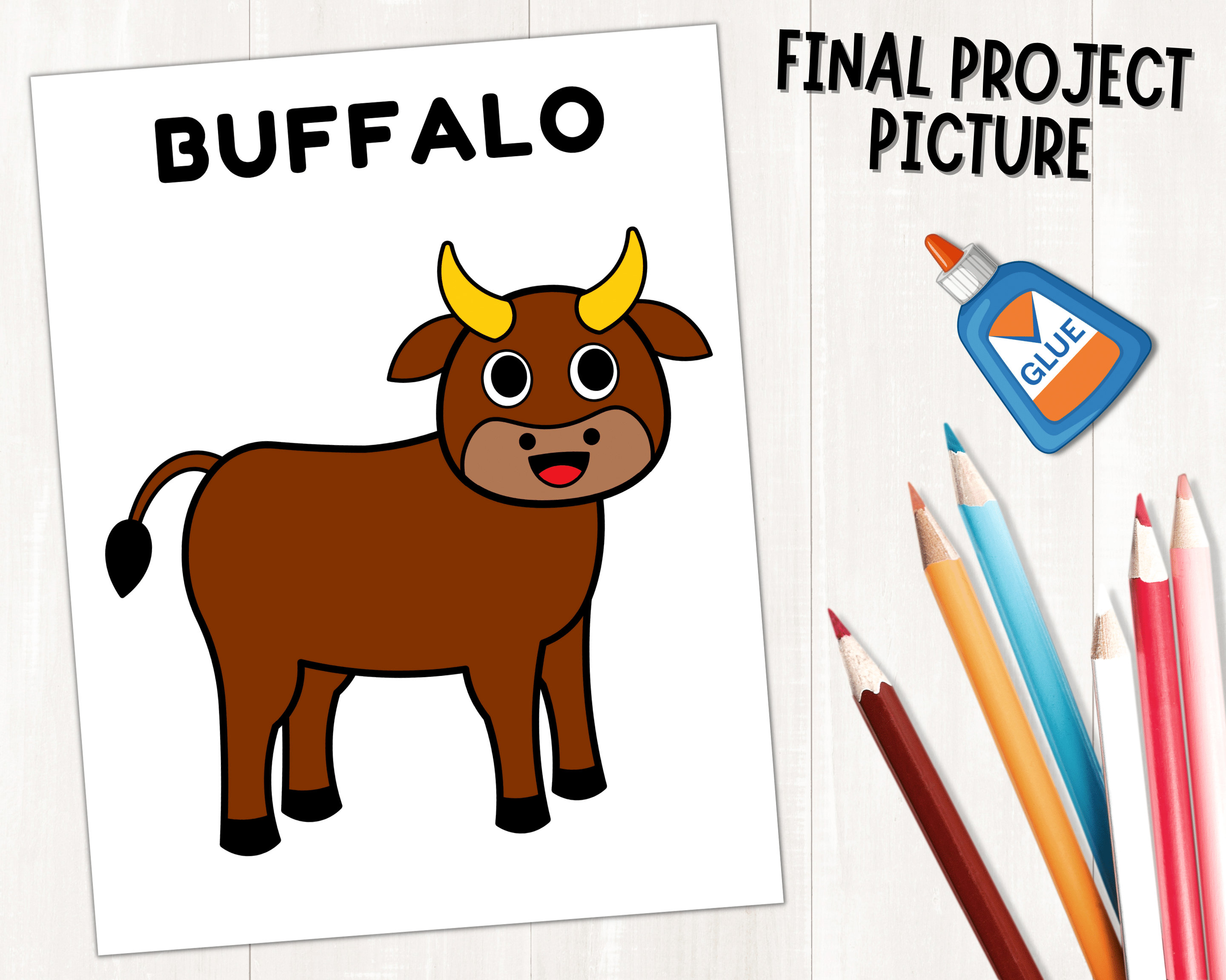Printable Buffalo Craft Template | Domestic Animal Crafts | Color, Cut ...