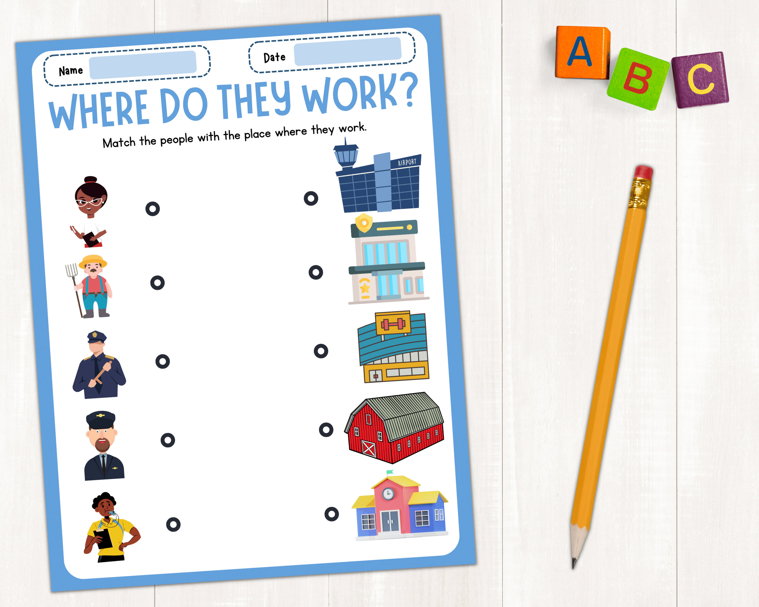 Community Helpers Activities & Worksheets | Jobs and Tools Matching ...