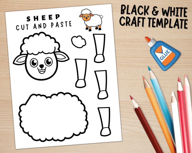 Printable Paper Sheep Craft Template for Kids | Farm Animal Crafts ...