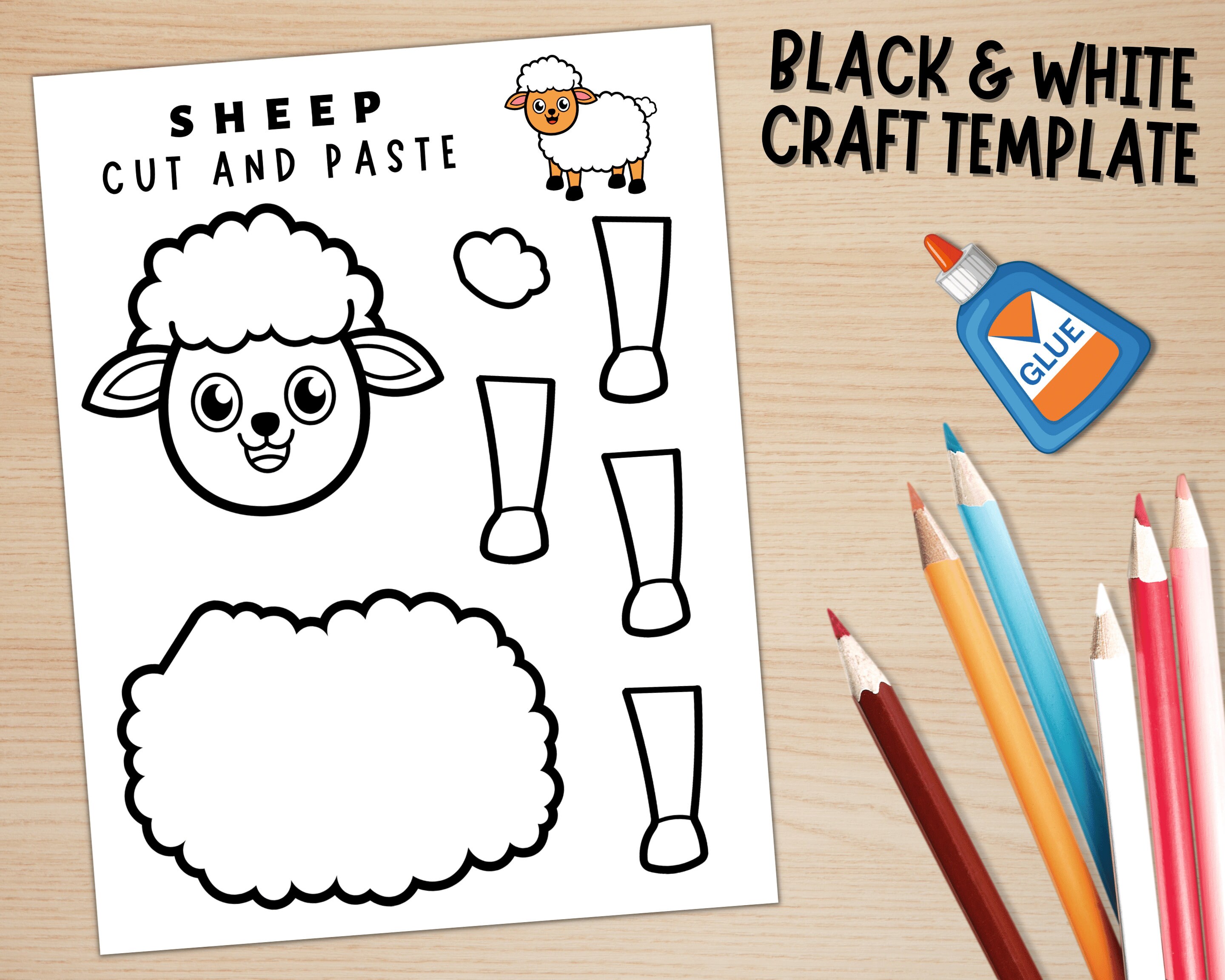 Printable Paper Sheep Craft Template for Kids | Farm Animal Crafts ...