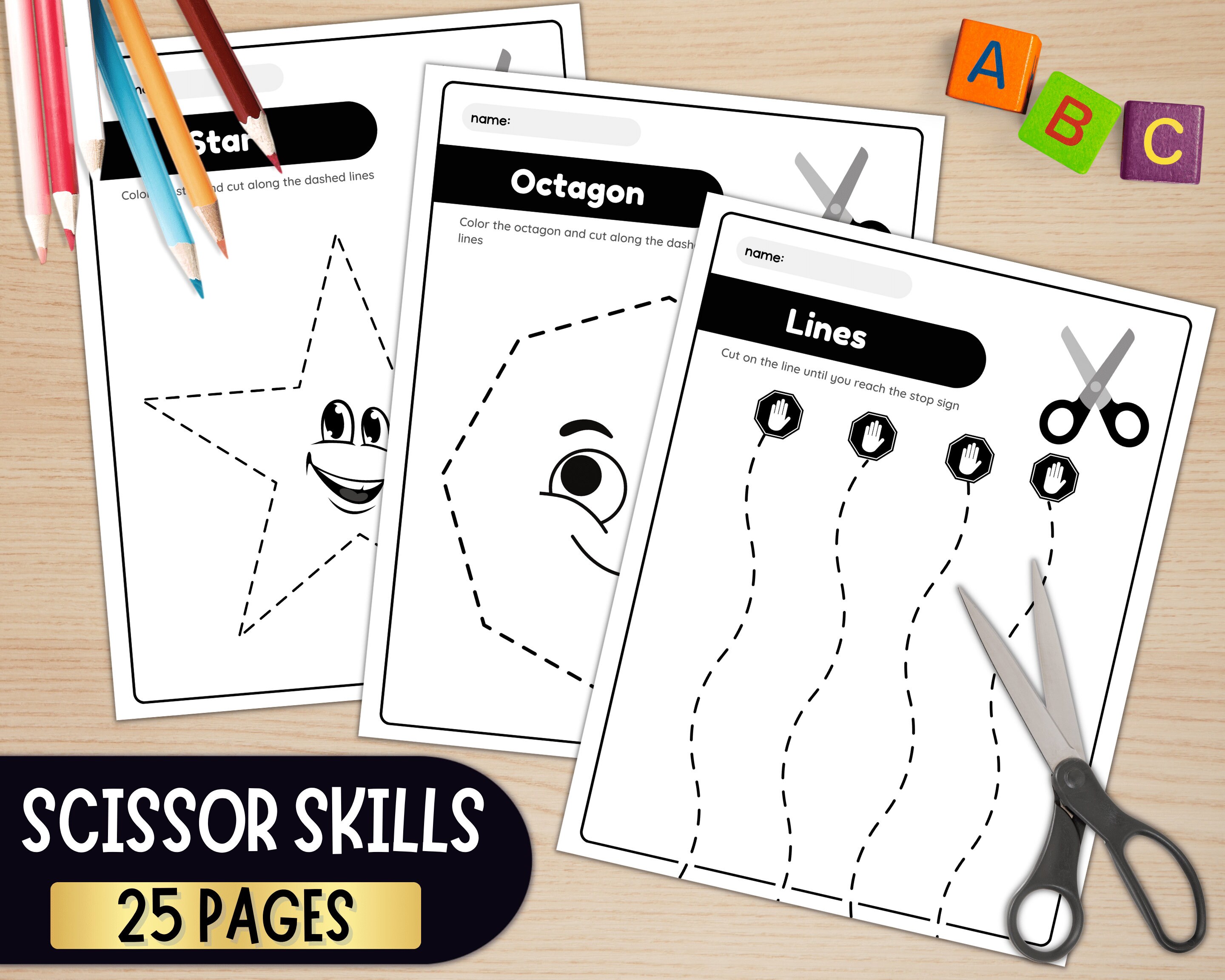Scissor Skills Activities for Kids - Shapes Cutting Practice Worksheets ...