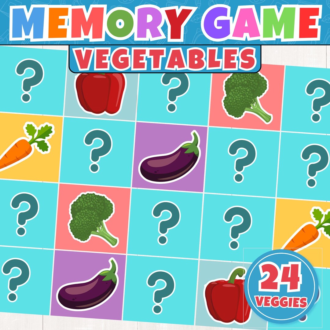 Printable Vegetables Memory Game for Kids | Preschool Matching Activity ...