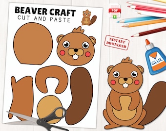 BEAVER Paper Bag Puppet TEMPLATE - Etsy Canada