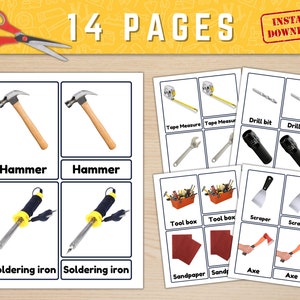 Tools Printable Flashcards | Tools Montessori 3-parts Cards | Tools ...