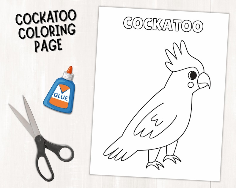 Cockatoo Craft: Printable Bird Cut & Paste Activity + Coloring Page ...