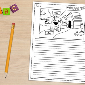 Picture Writing Prompts With Labels | Kindergarten Picture Writing ...
