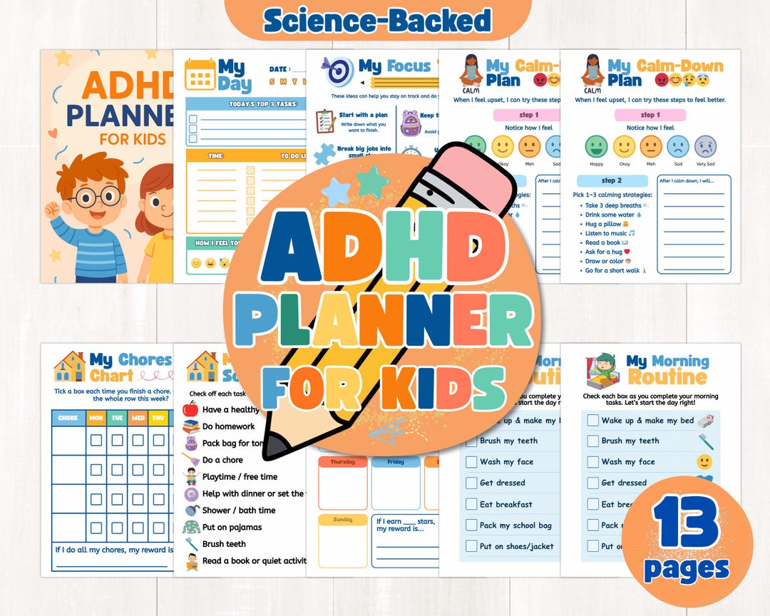 ADHD Planner for Kids Printable | Visual Routines, Daily Schedule ...
