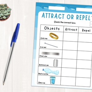 Magnets: Attract or Repel Worksheets, Magnets Activities, Magnetism ...