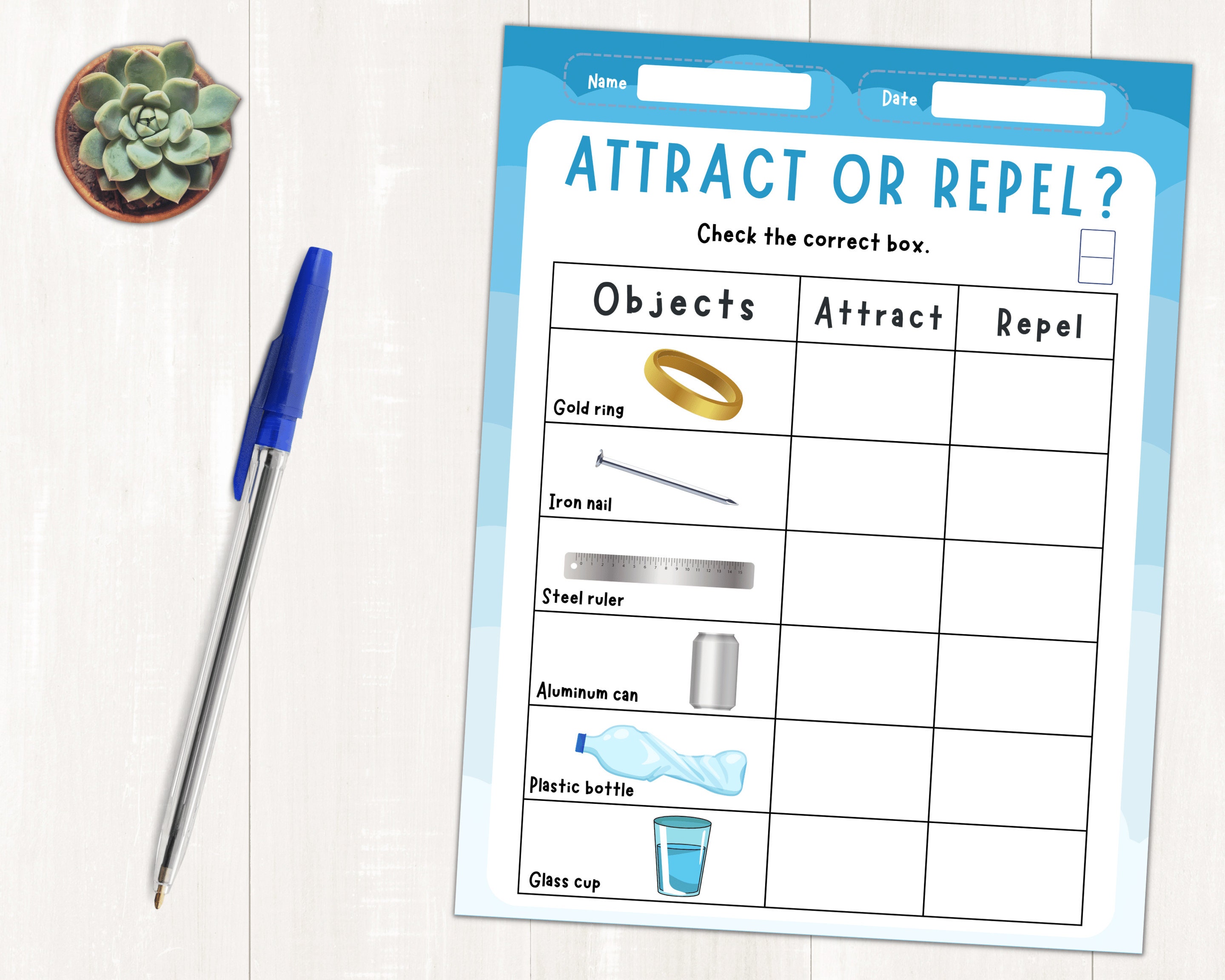 Magnets: Attract or Repel Worksheets, Magnets Activities, Magnetism ...