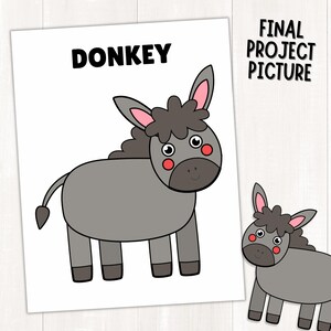 Donkey Craft Template for Kids | Paper Donkey | Farm Animal Craft ...