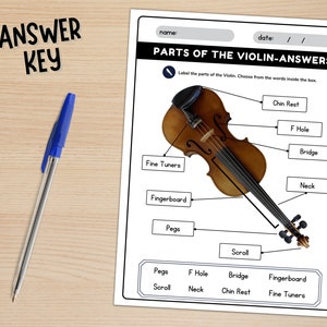 Printable Parts of the Violin Labeling Worksheets, With Answer Keys ...