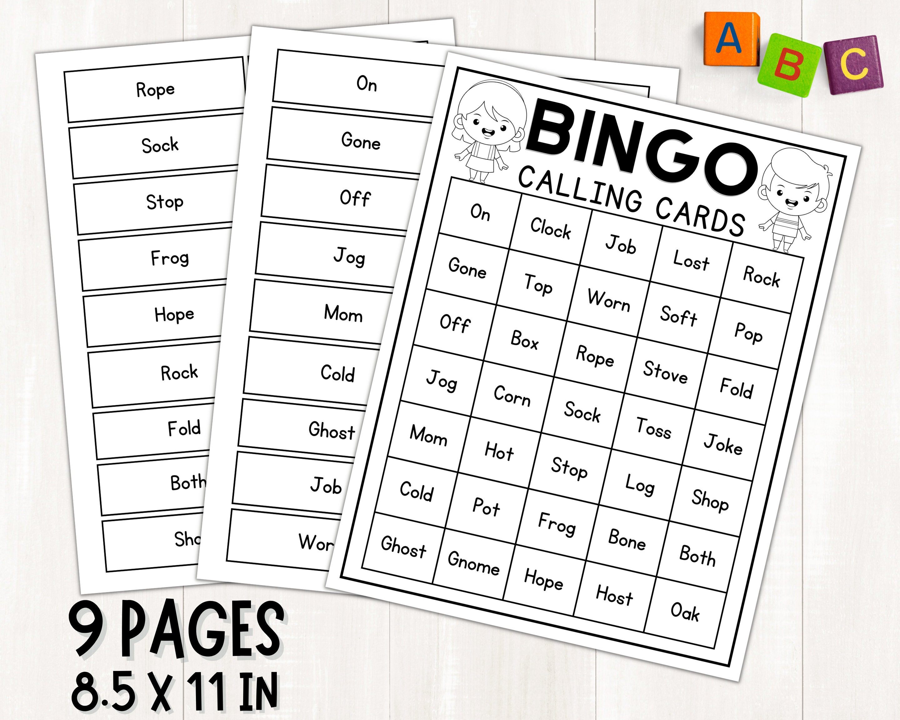 Short Vowel O Bingo Game Phonics Bingo Game for Kids Short O Words ...