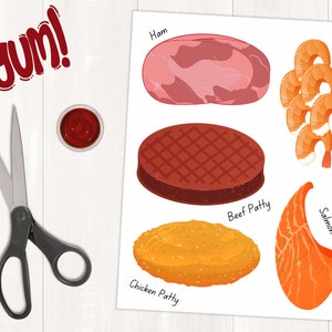 Build a Burger Game for Kids Pretend Play Preschool Activity Burger ...